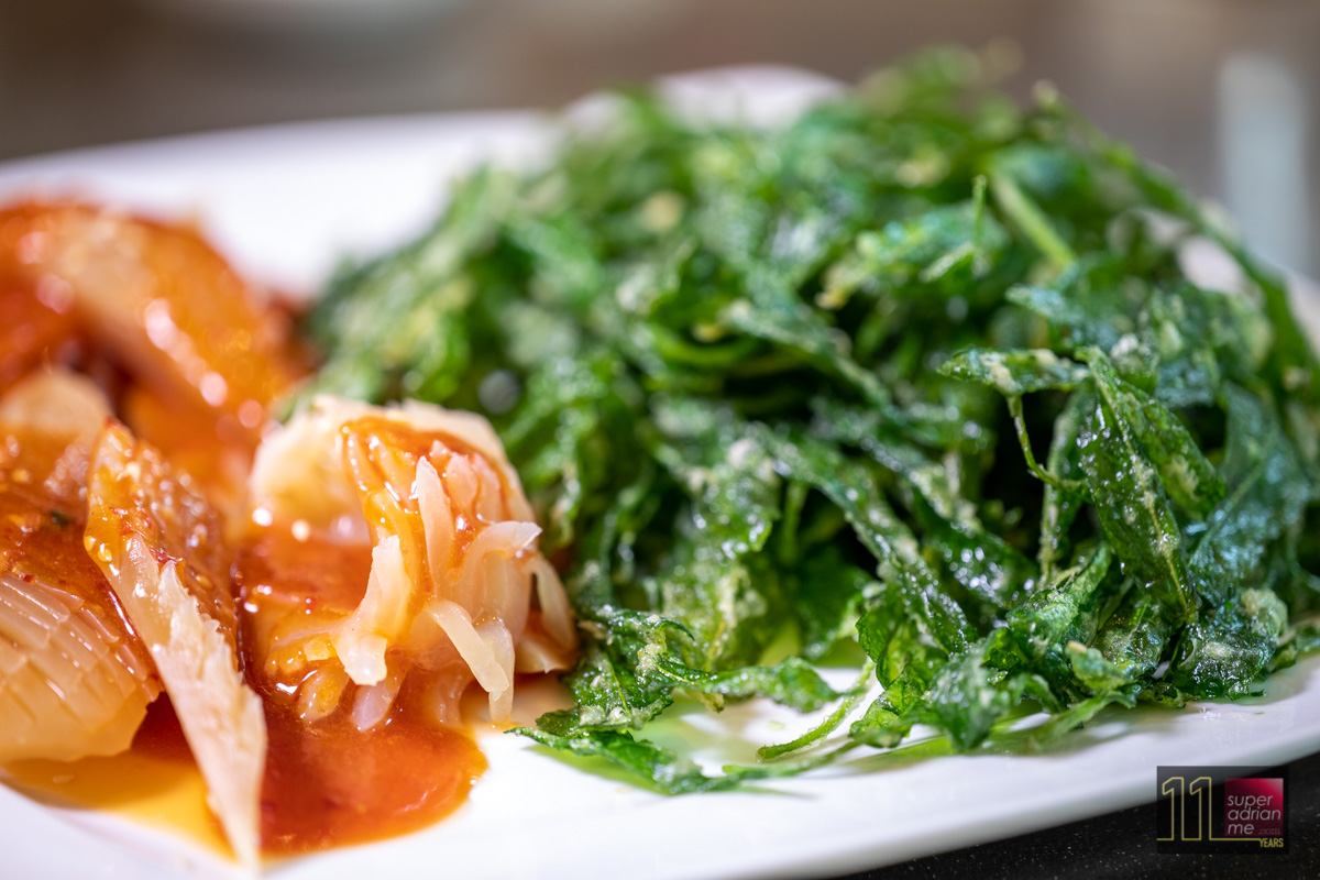 Seafood Paradise – Crispy Kang Kong topped with Cuttlefish in Homemade ...